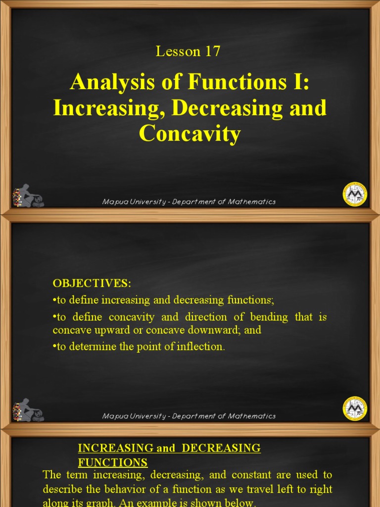 Lesson 17 Analysis Of Functions I Increasing Decreasing And Concavity