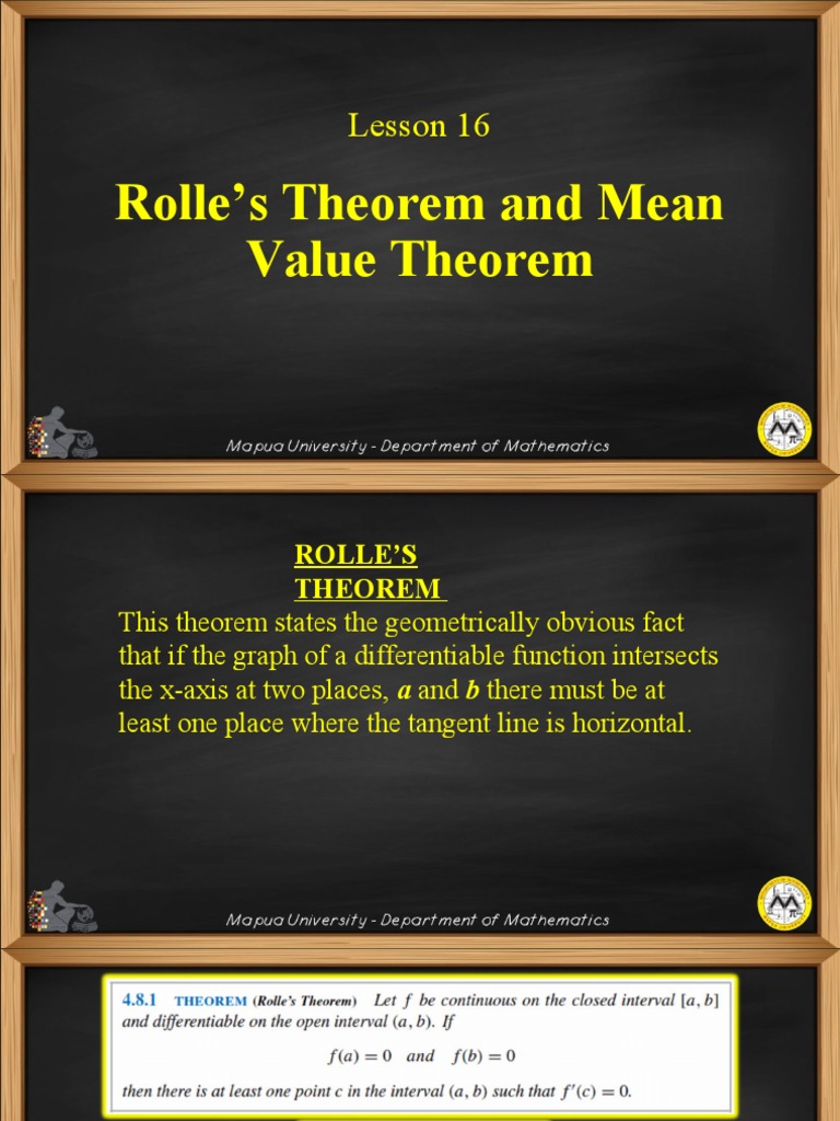 Rolle's Theorem and Mean Value Theorem | PDF | Tangent | Slope