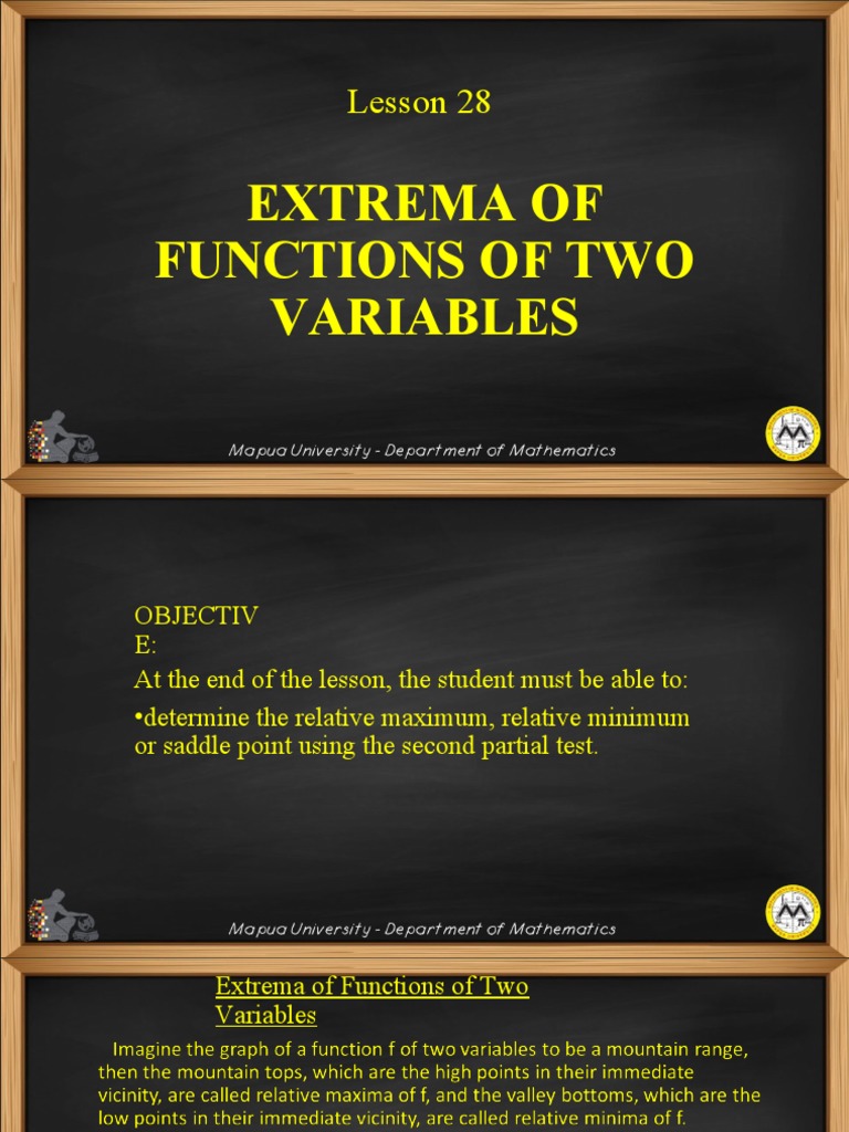 Lesson 28-Extrema of Functions of Two Variables | PDF