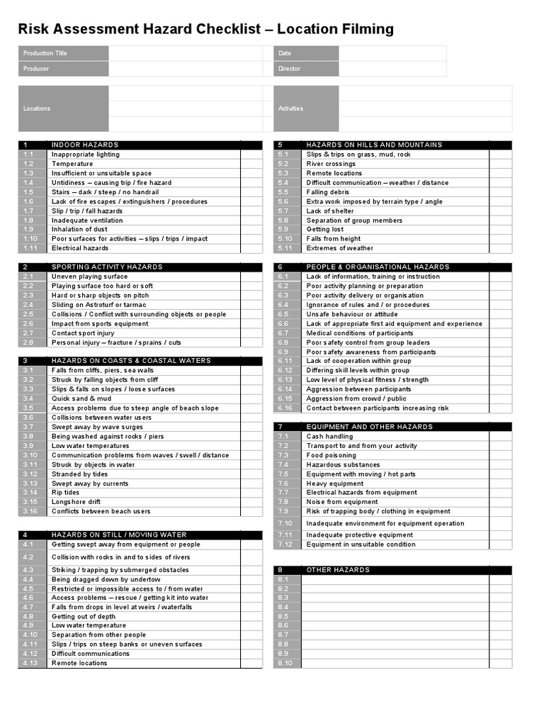 Sample Risk Assessment | PDF | Beach | Water