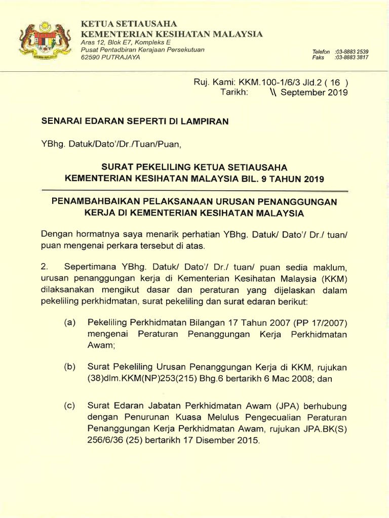 Surat Pekeliling Ksu 92019 PDF | PDF