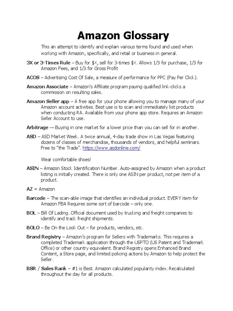 Amazon Glossary | PDF