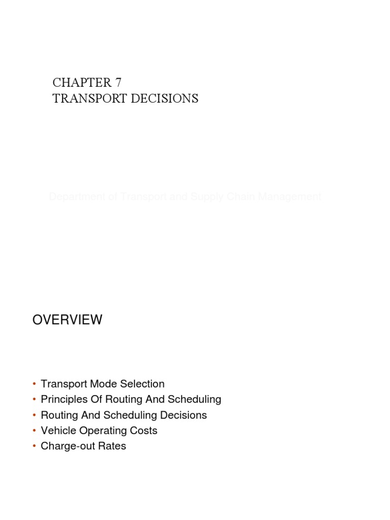 Logistics Chapter 7 Transport Decisions 2018 | PDF | Fuel Economy In ...