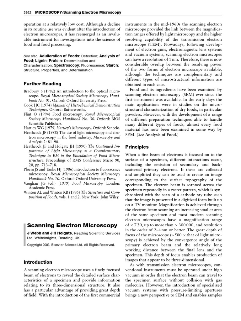 Further Reading: Scanning Electron Micros | Download Free PDF | Scanning Electron Microscope ...