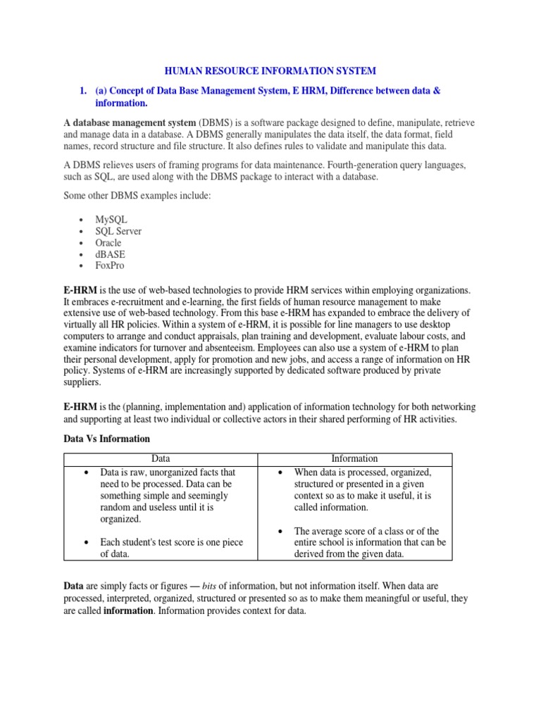 HRIS Assignment | PDF | Databases | Educational Technology
