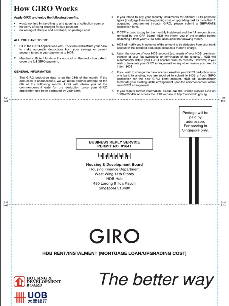 Application Form For Interbank GIRO - HDB Rent - Instalment (Mortgage ...