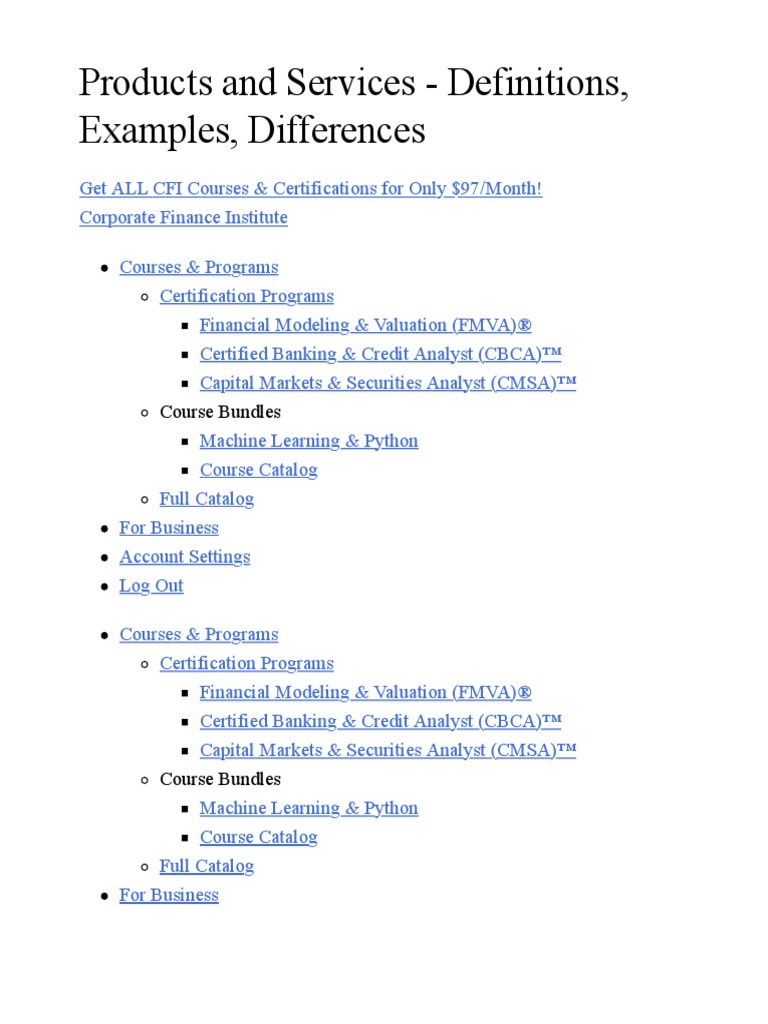 Products and Services - Definitions, Examples, Differences | PDF | Valuation (Finance) | Brand