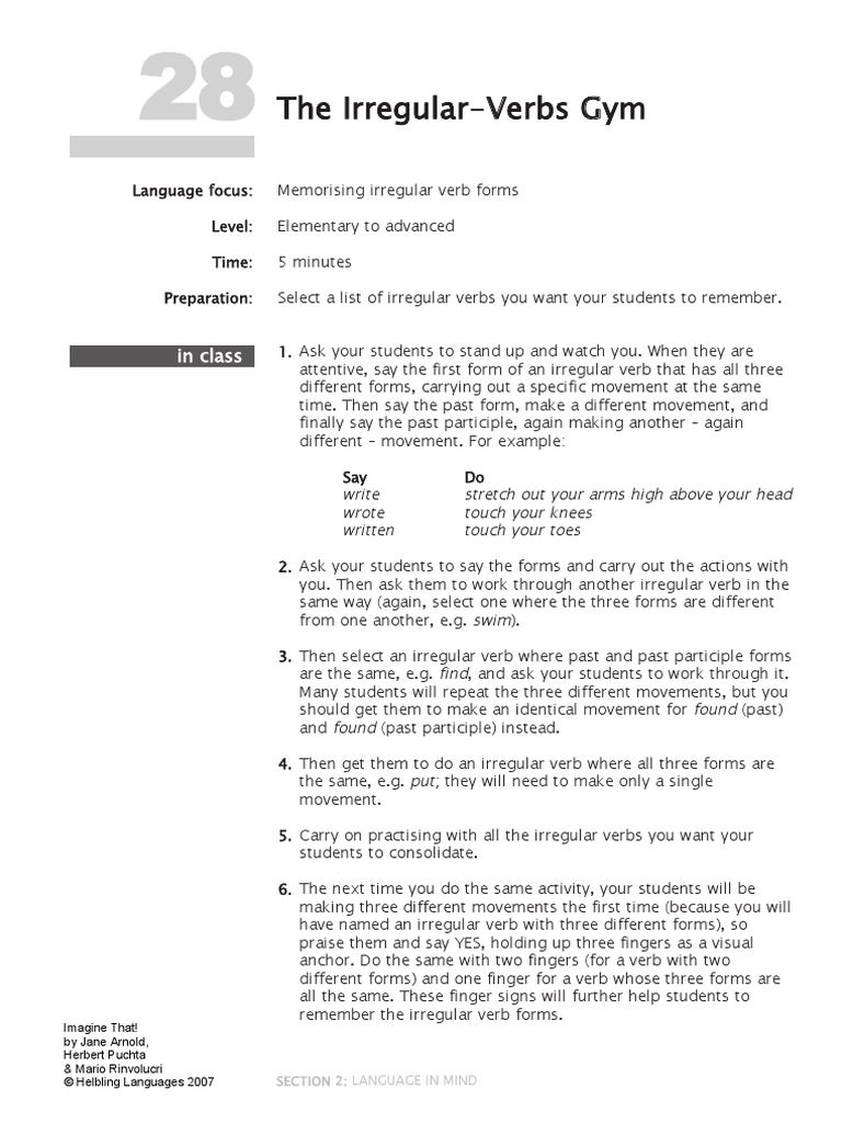 The Irregular Verbs Gym PDF | PDF | Verb | Morphology