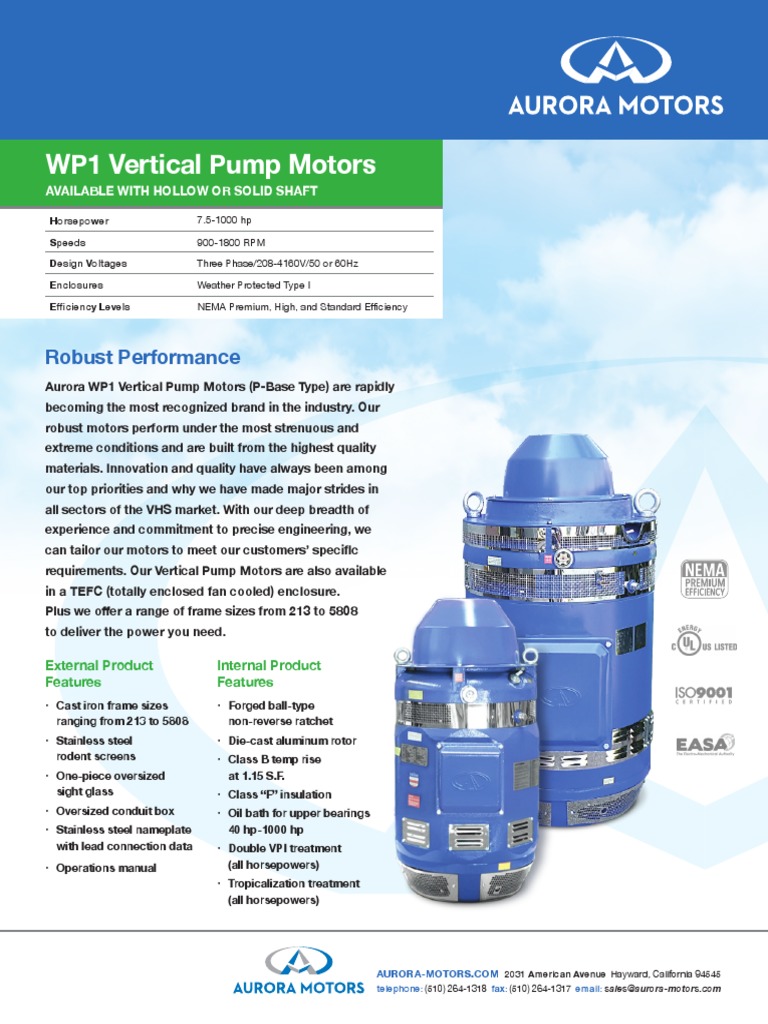 WP1 Vertical Pump Motor WP1 Vertical Pump Motors: Robust Performance ...