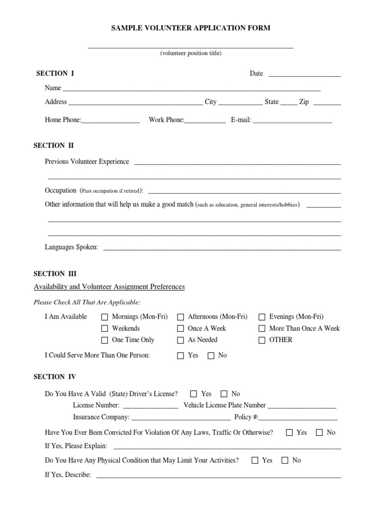 Free Download Volunteer Registration Application Form Template | PDF ...