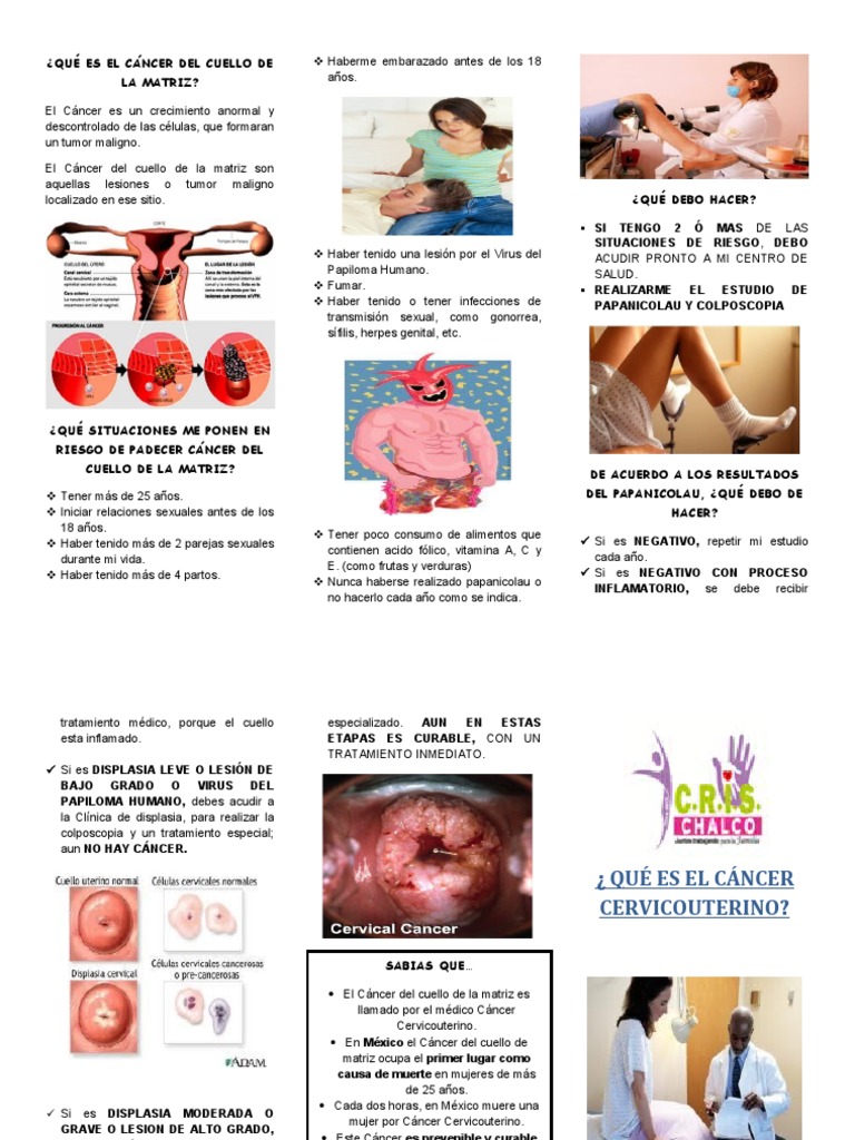 Tríptico de CÁNCER CERVICOUTERINO | PDF | Cáncer | Cáncer de cuello uterino
