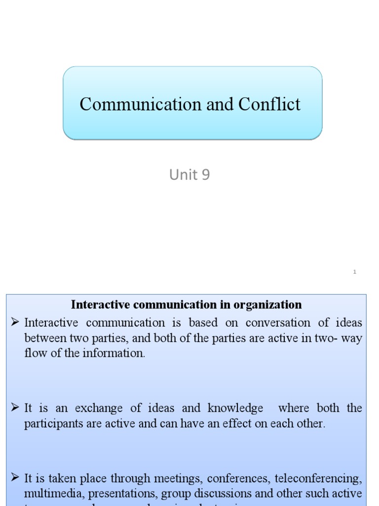 Chapter 9 Communication and Conflict | PDF | Conflict (Process ...