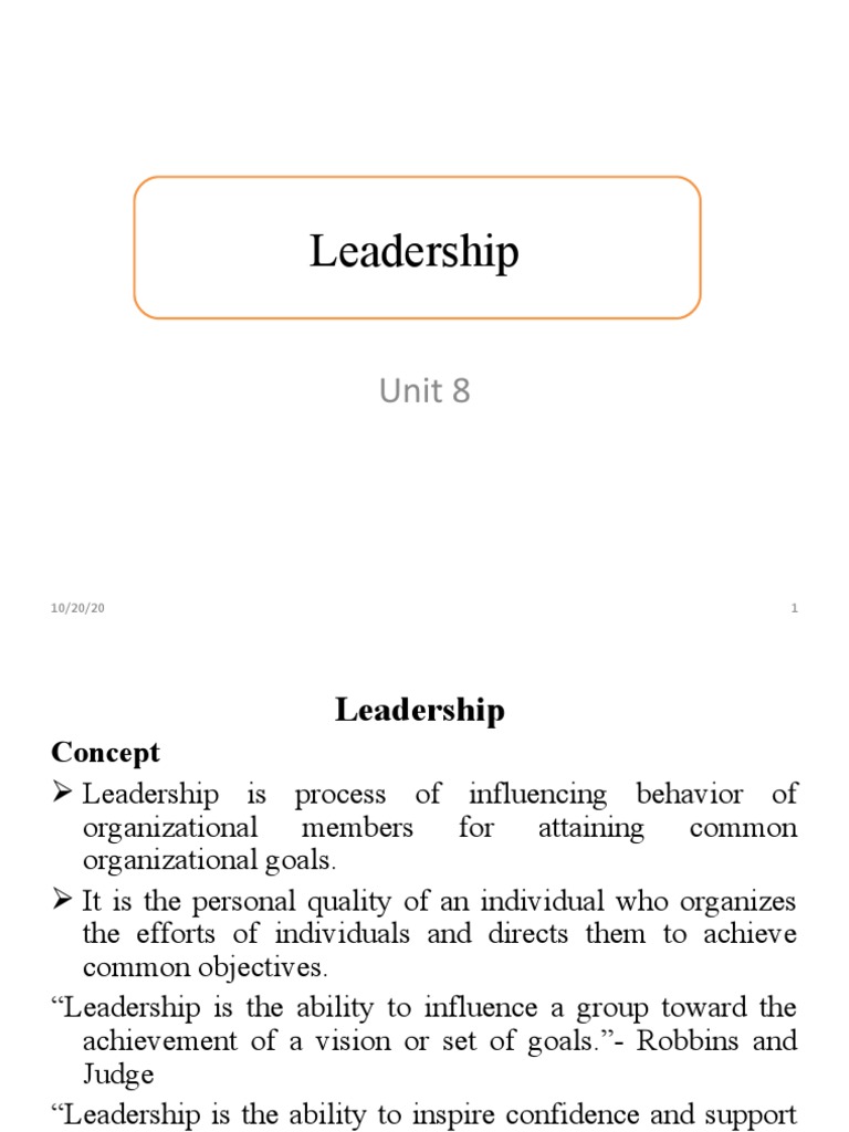 Chapter 8 Leadership | PDF | Leadership | Transformational Leadership