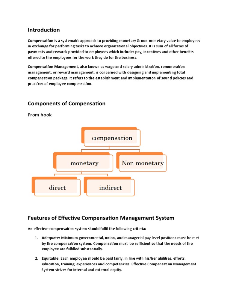From Book: Compensation Is A Systematic Approach To Providing Monetary ...