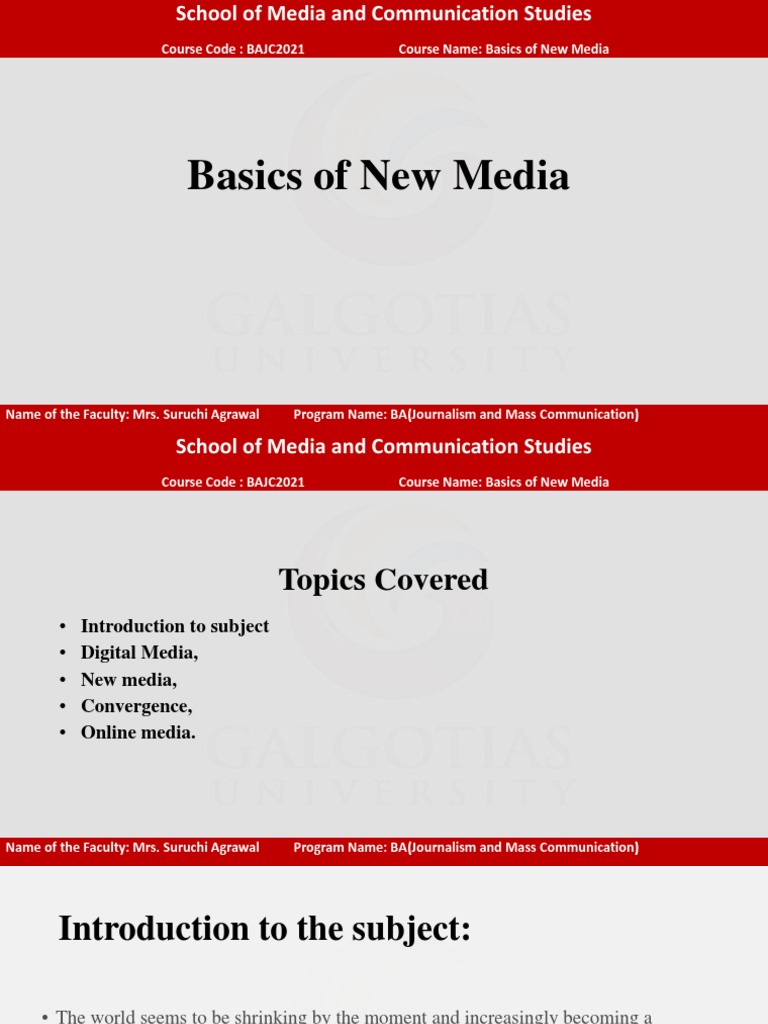 Basics of New Media Course Guide | PDF | Technological Convergence ...