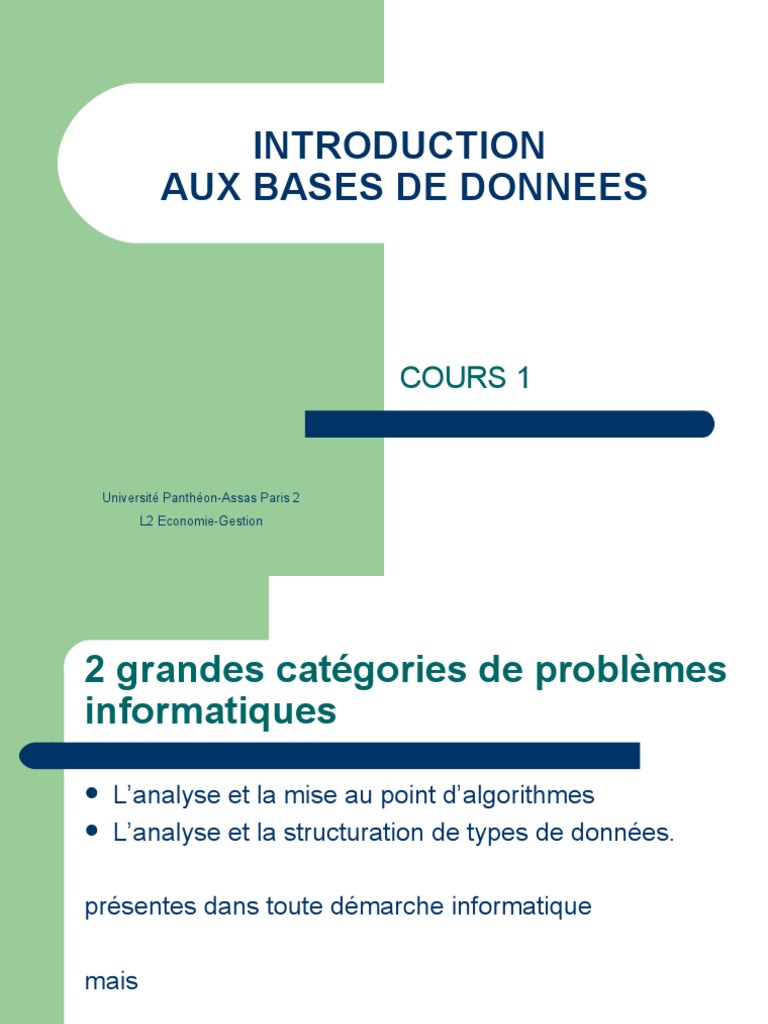 Cours1 INTRODUCTION | PDF | Bases de données | Informatique