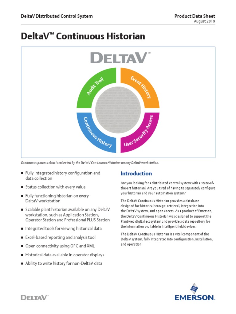 Product Data Sheet Deltav Continuous Historian en 57782 | PDF | Backup | Computing