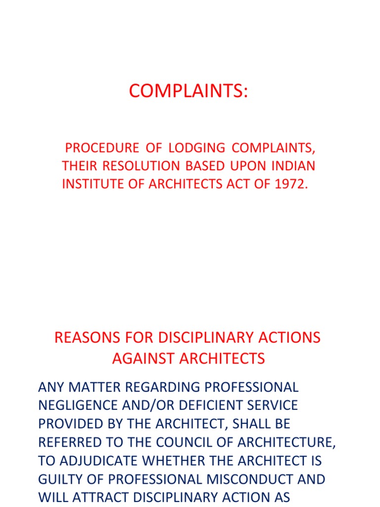 Architect Complaint Procedures in India | PDF | Negligence | Pleading