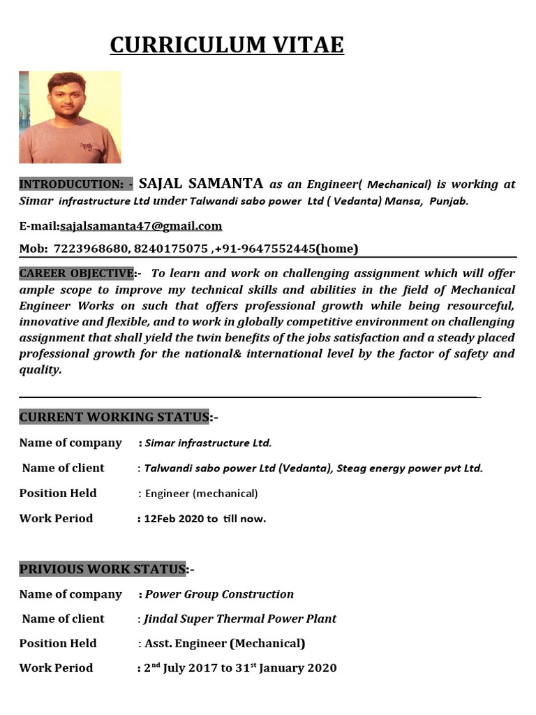 CURRICULUM VITAE Sajal - 2 | PDF