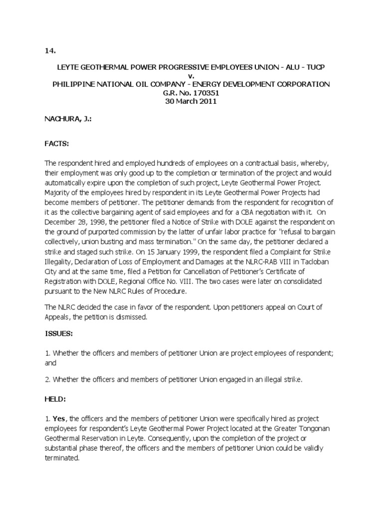 LEYTE GEOTHERMAL POWER PROGRESSIVE EMPLOYEES UNION - ALU - TUCP v ...