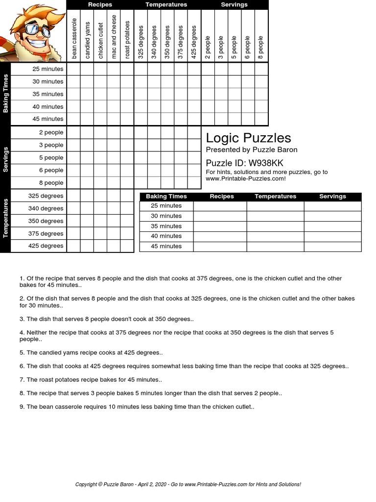 Challenging Logic Puzzle 1 | PDF | Sweet Potato | Macaroni And Cheese