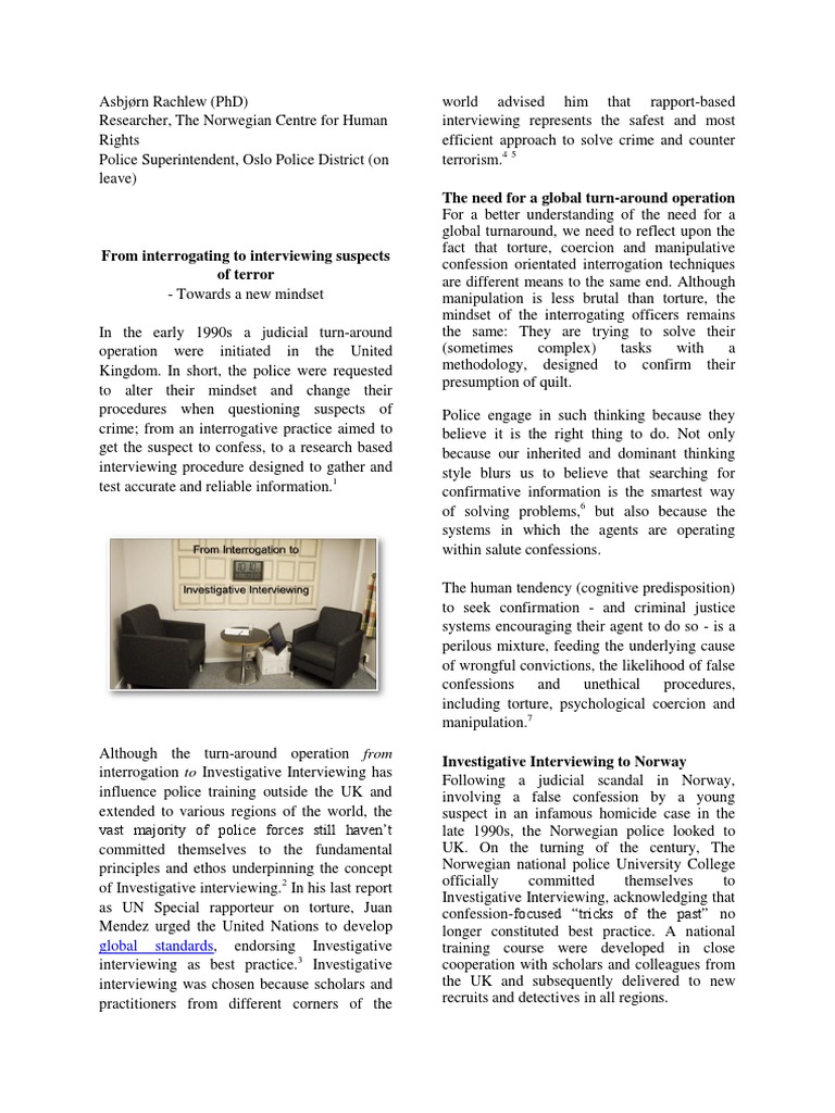 From Interrogating To Interviewing Suspects of Terror: Towards A New ...