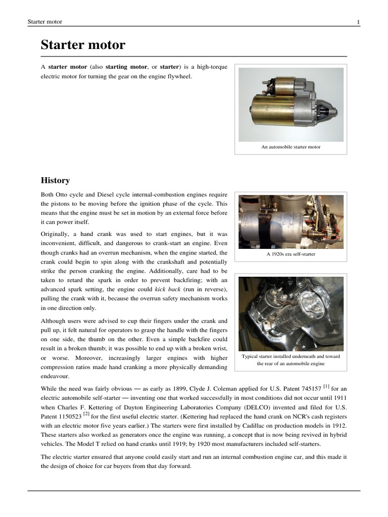 Starter Motors | PDF | Rotating Machines | Engine Technology