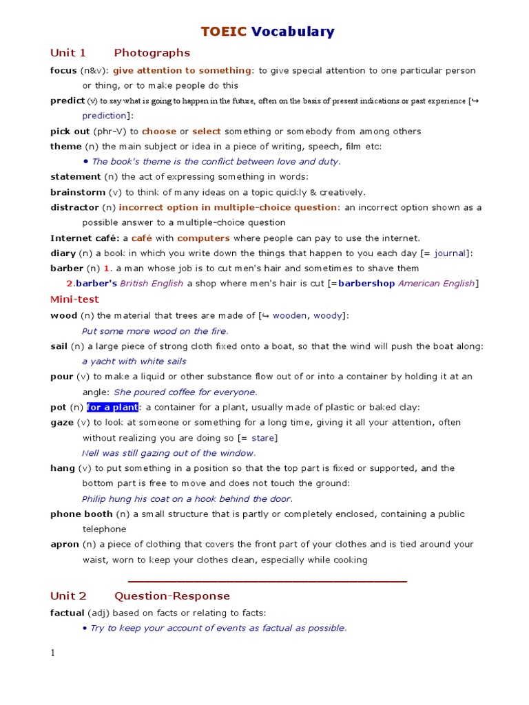 TOEIC Vocabulary | PDF | Entrée