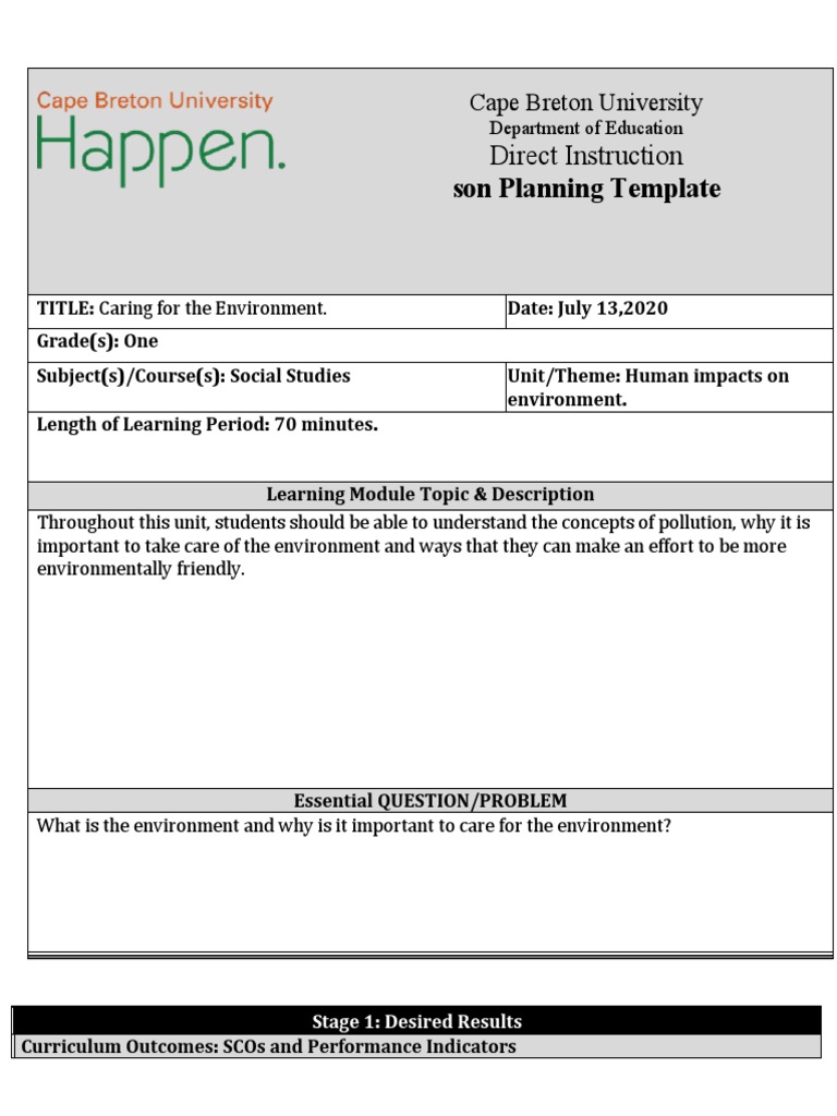 Lesson Plan Educ4118 | PDF | Curriculum | Waste Management