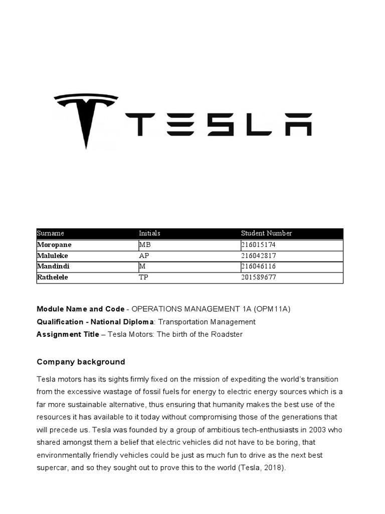 Assignment On Tesla | PDF | Tesla Model S | Inventory