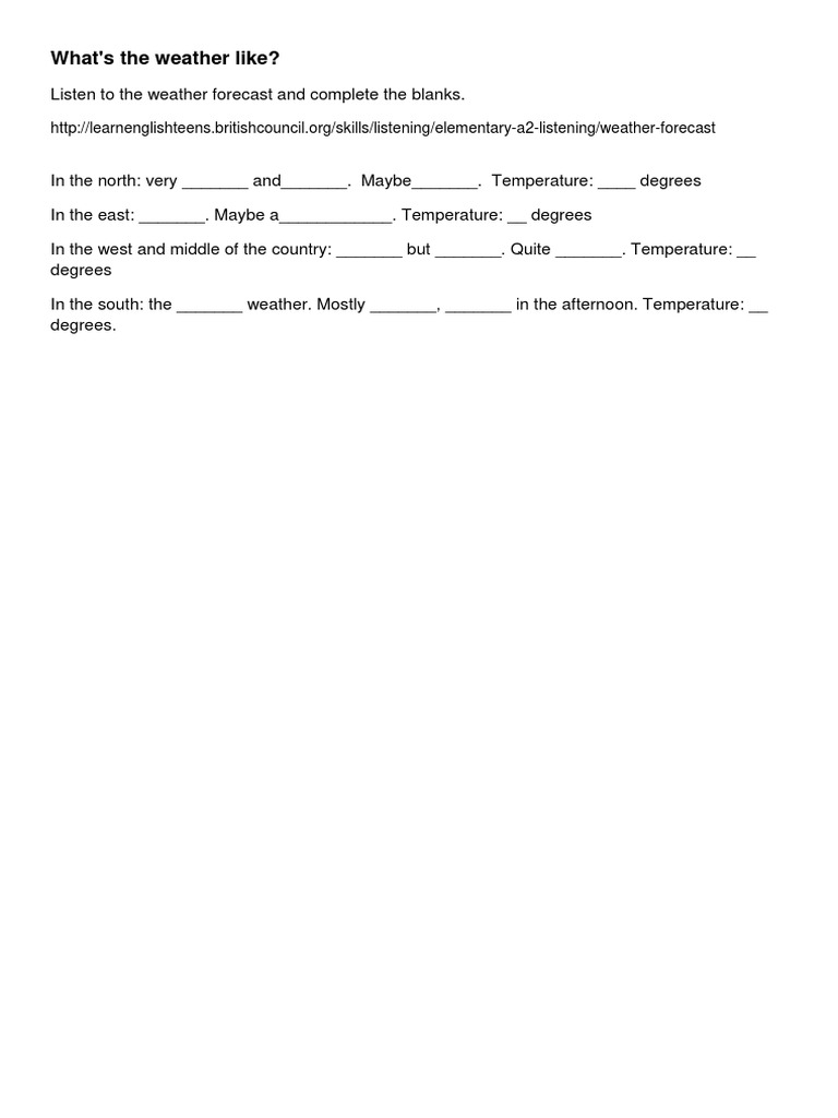 Weather Forecast Listening Exercise | PDF