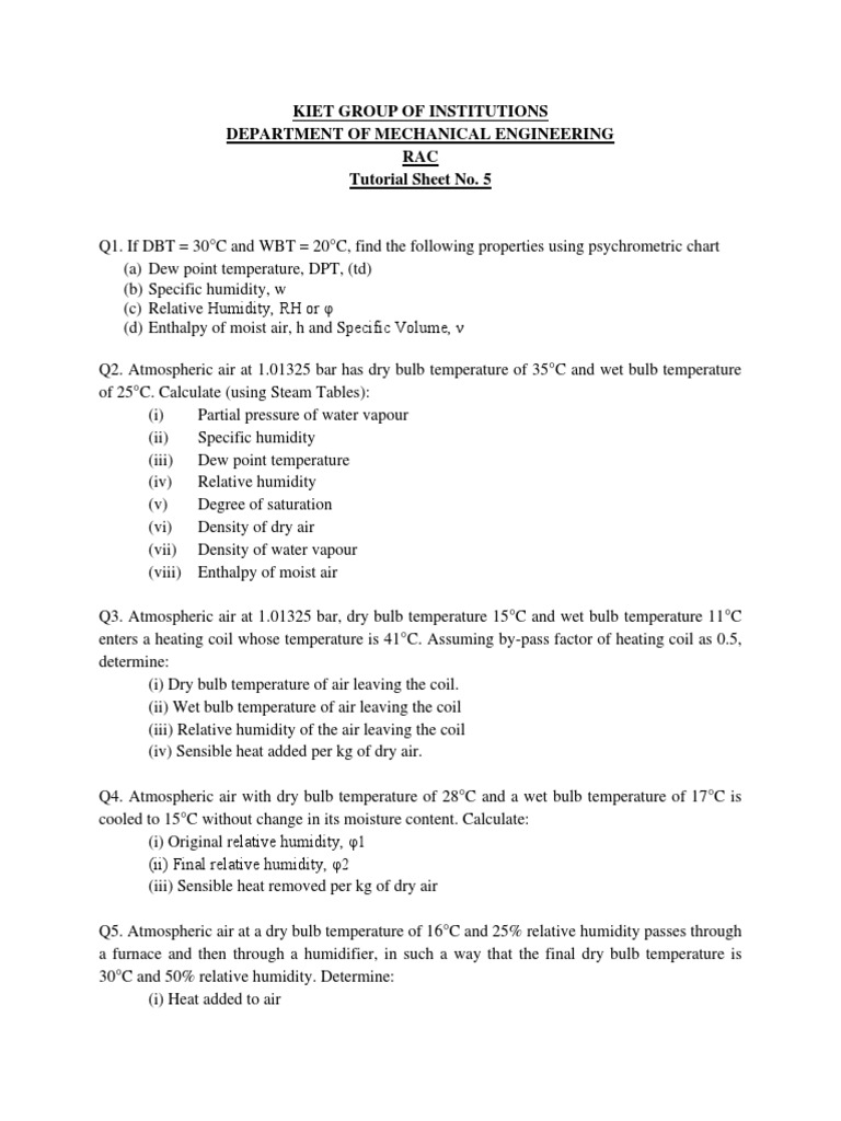 RAC Tutorial Sheet 5 | PDF | Science & Mathematics