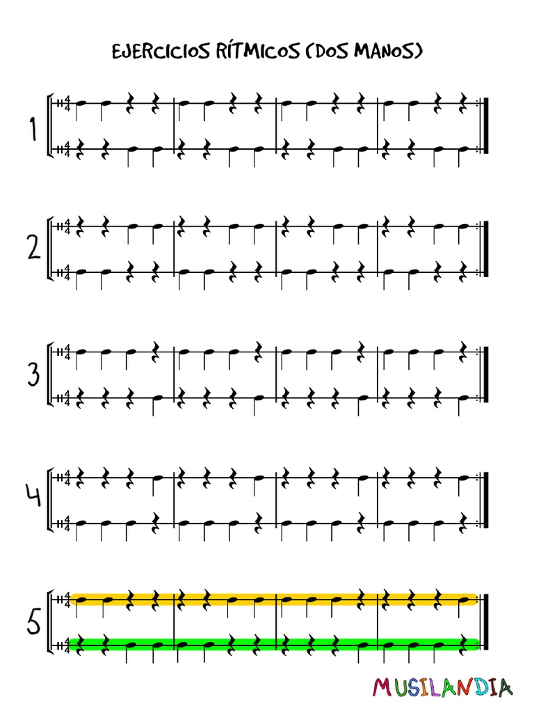 Ejercicios Rítmicos 1. MusiLandia | PDF