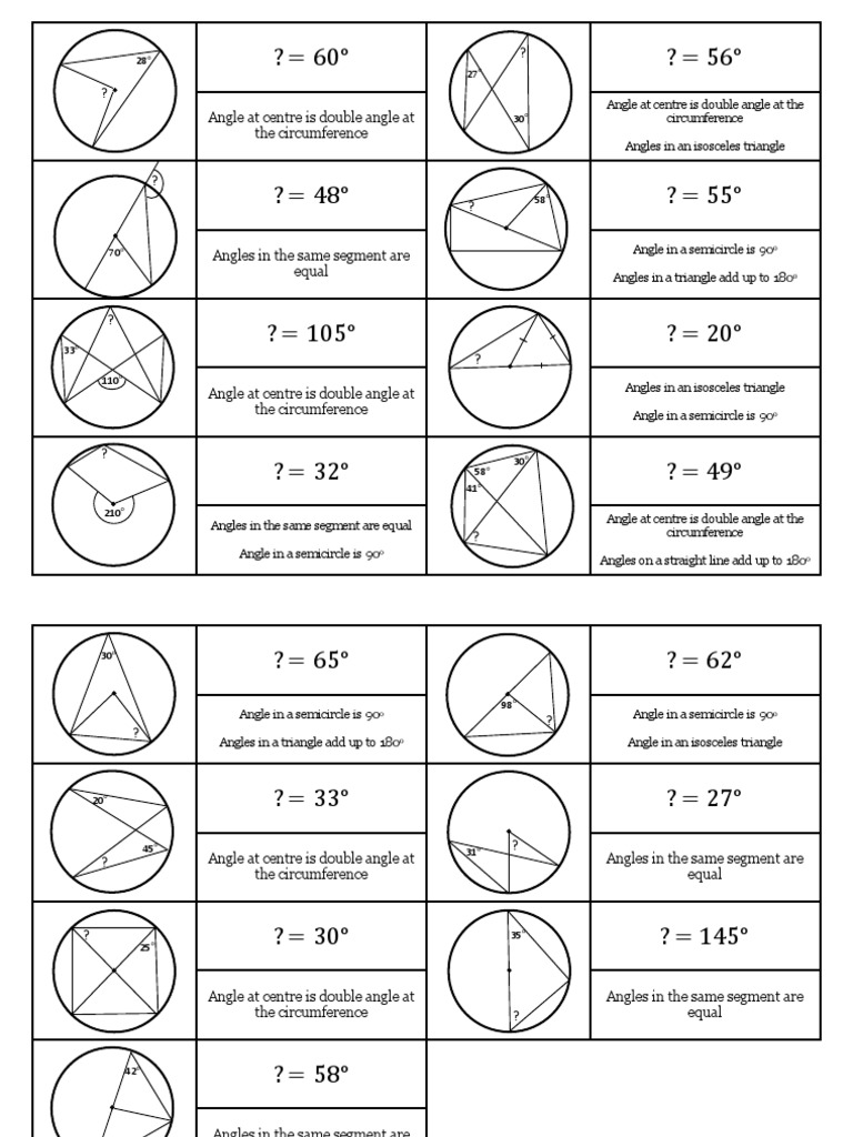 CARDS - Circle Theorems Match Up | PDF | Triangle Geometry | Polytopes