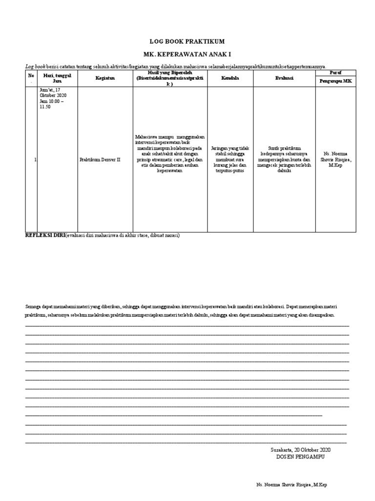 Log Book Praktikum Denver Ii | PDF