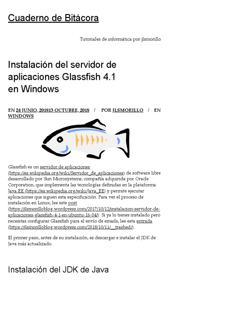 Instalación Del Servidor de Aplicaciones Glassfish 4.1 en Windows | PDF | Java (lenguaje de ...