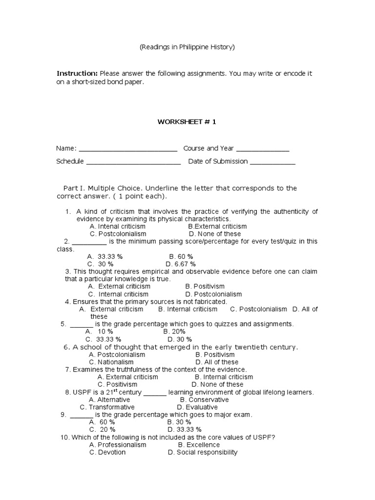 Instruction: Please Answer The Following Assignments. You May Write or ...