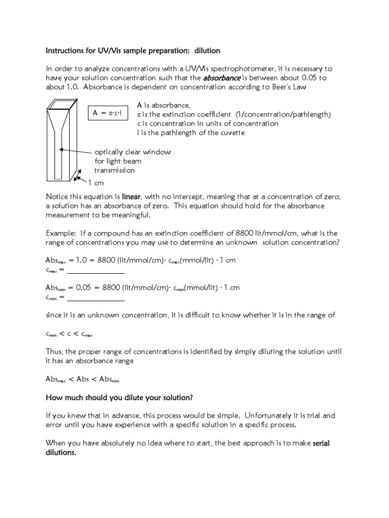 UV/Vis Sample Preparation Guidelines | PDF | Absorbance | Ultraviolet ...