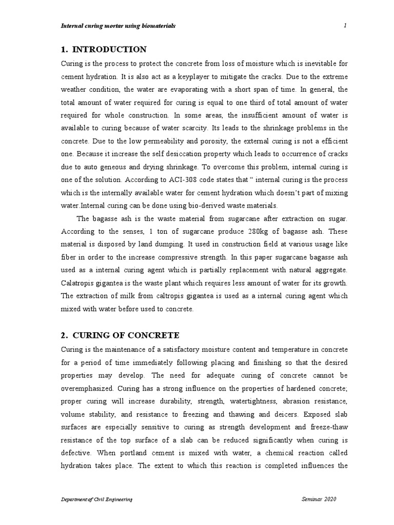Internal Curing Mortar Using Biomaterials: Department of Civil ...