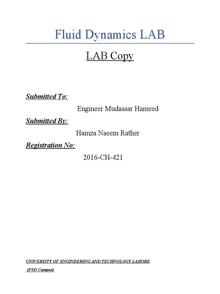 Fluid Dynamics LAB | PDF | Fluid Dynamics | Flow Measurement