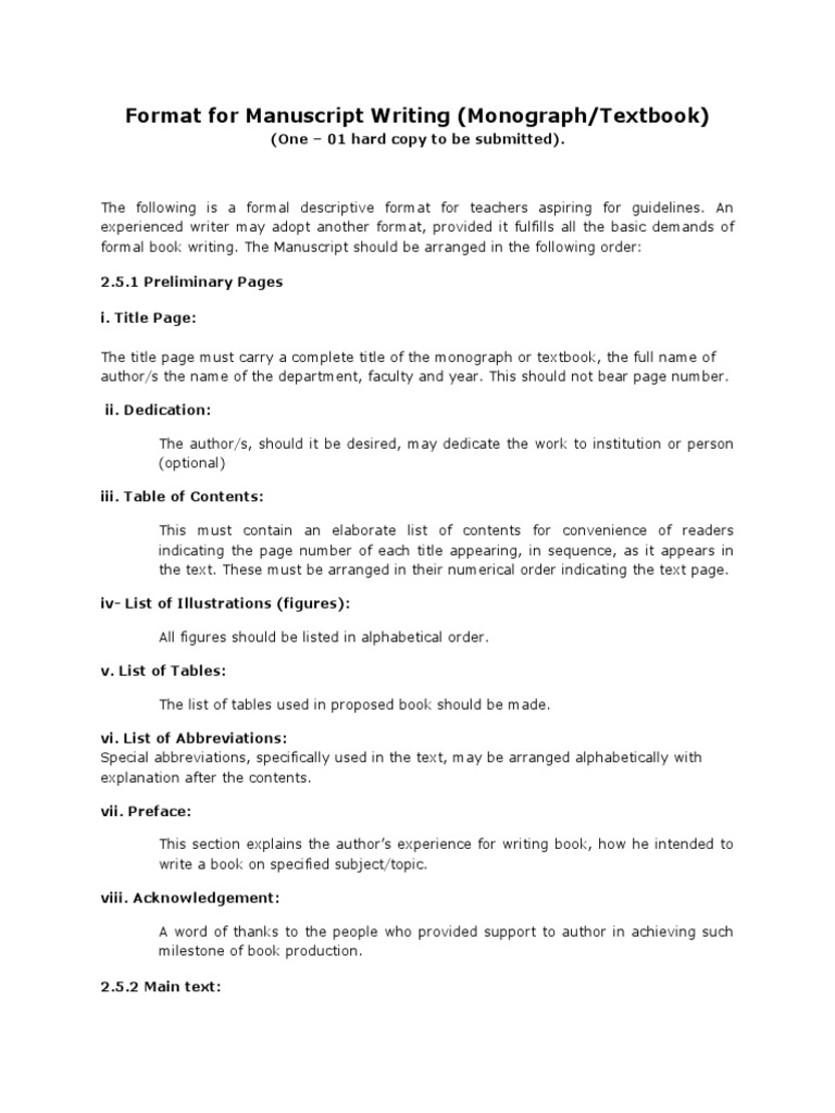 Format For Manuscript Writing | PDF | Manuscript | Books