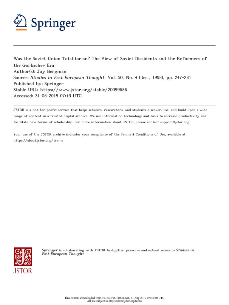 Soviet Totalitarianism: Dissidents' Views | PDF | Totalitarianism ...