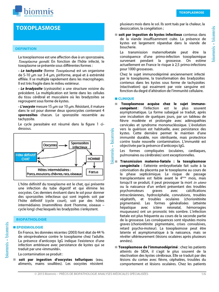 TOXOPLASMOSE | PDF | Immunologie | Spécialités médicales