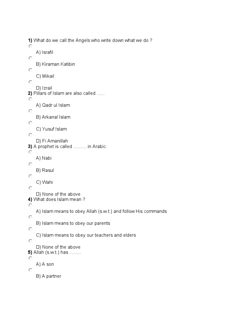 Islamic Quiz | PDF | Muhammad | Umar