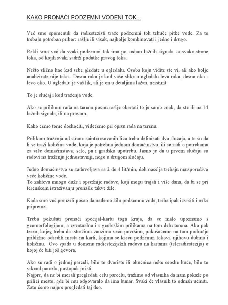 Kako Pronaći Podzemni Vodeni Tok | PDF