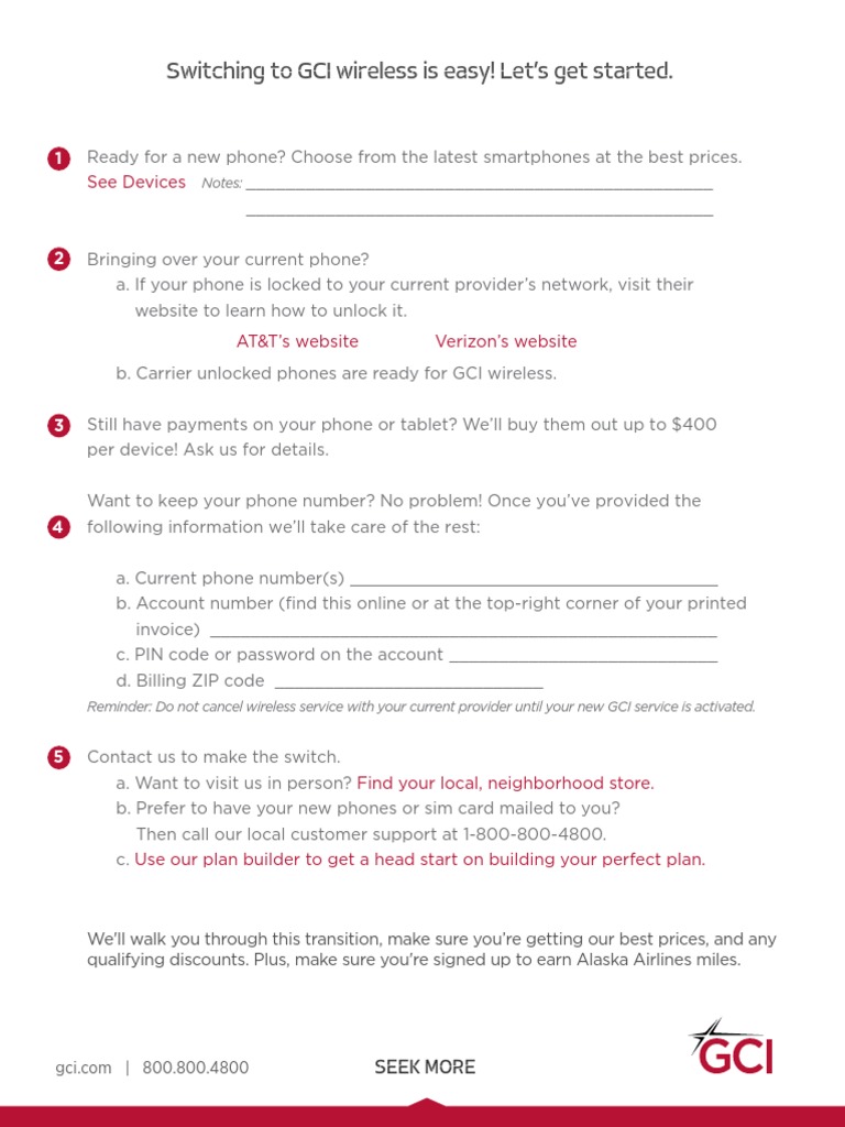 Switching To GCI Wireless Is Easy! Let's Get Started.: See Devices | PDF