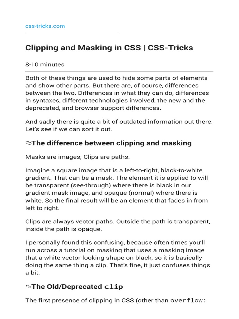 Clipping and Masking in CSS CSS-Tricks | PDF | Cascading Style Sheets | Web Development