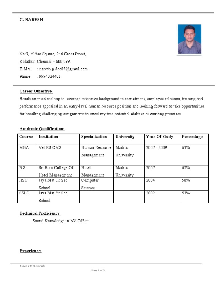 Naresh-Hr Resume | PDF | Business