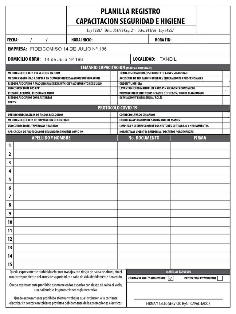 Planilla Cap | PDF | Prevención | La seguridad