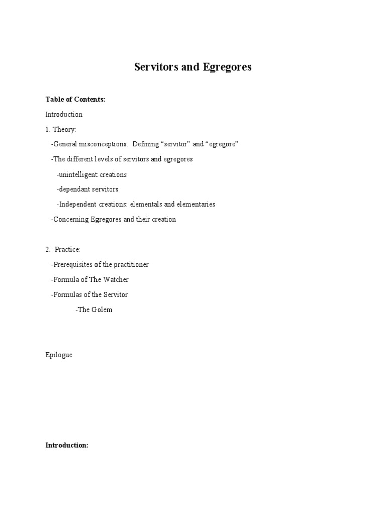 Servitors and Egregores | PDF | Theory | Concept